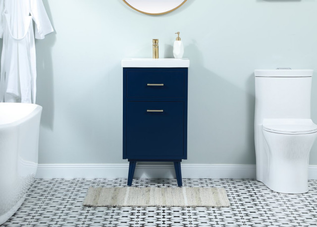 Elegant VF41018MBL 18"Bathroom Vanity, Blue - Midcentury - Bathroom ...
