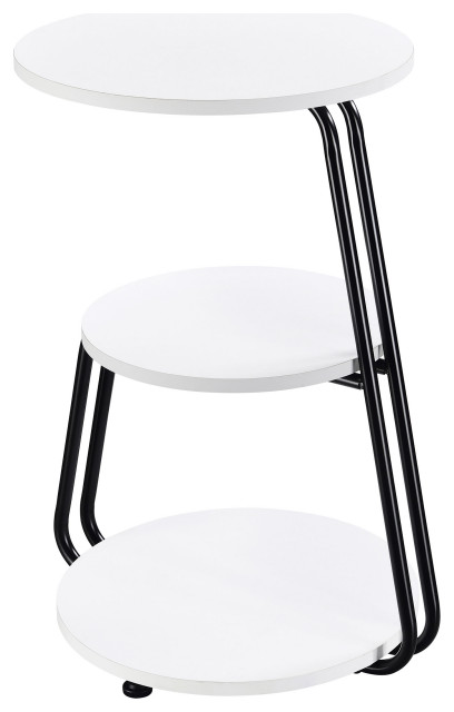 Hilly 3-tier Round Side Table White and Black - Transitional - Side ...