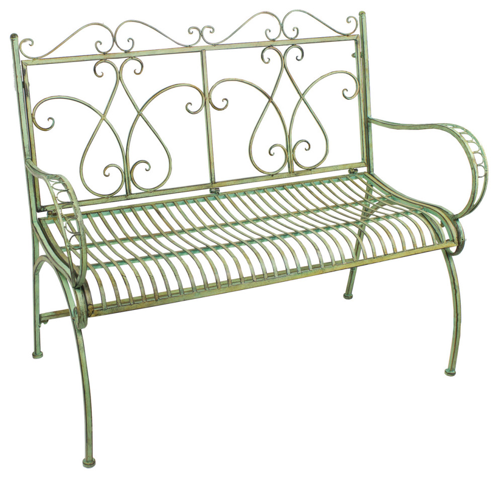 Green Metal Garden Bench - Traditional - Outdoor Benches - by J. Thomas ...