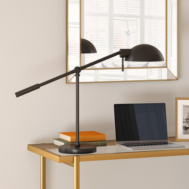 Dexter 23.25 Tall Boom Arm Table Lamp with Metal Shade in Blackened ...