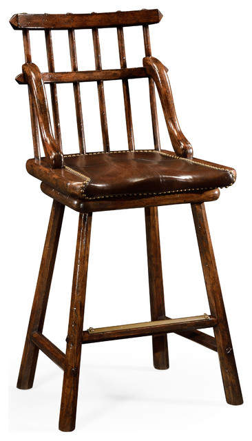 Rustic Dark Oak Barstools, Side - Rustic - Bar Stools And Counter ...