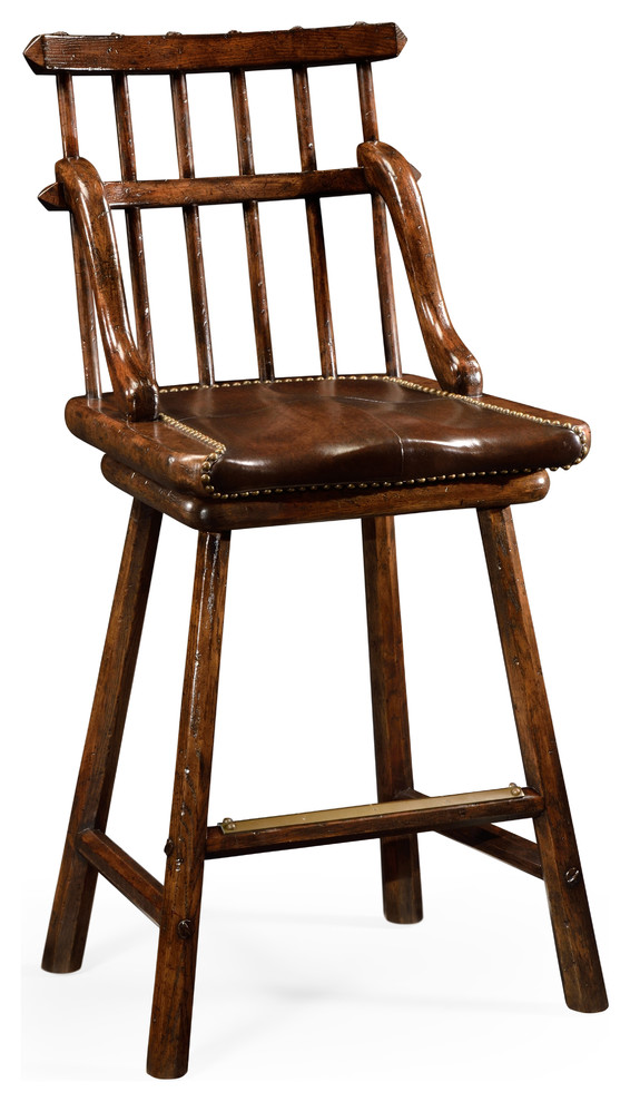 Rustic Dark Oak Barstools, Side - Rustic - Bar Stools And Counter ...