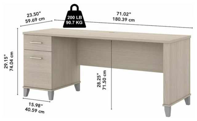 Transitional Desk, Large Design With Wire Management & 2 Drawers ...