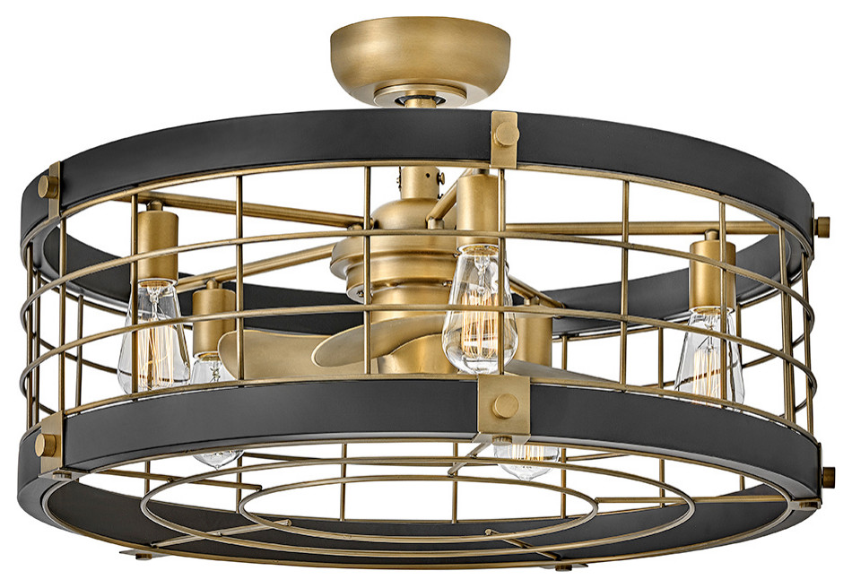 Bryce 27" LED Fandelier, Heritage Brass - Transitional - Ceiling Fans ...