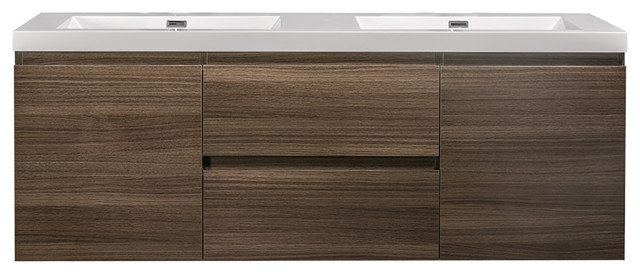 60" Wall-Mounted 2-drawer Bathroom Vanity Set with Integrated Double ...