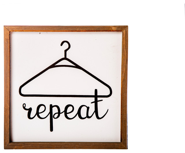 Square "REPEAT" Wood Wall Art Painted White Finish - Contemporary ...