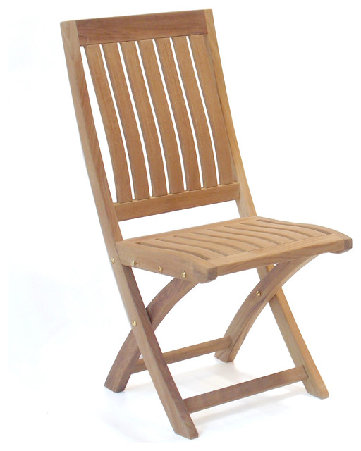 Teak Crown Folding Side Chair - Transitional - Outdoor Folding Chairs ...
