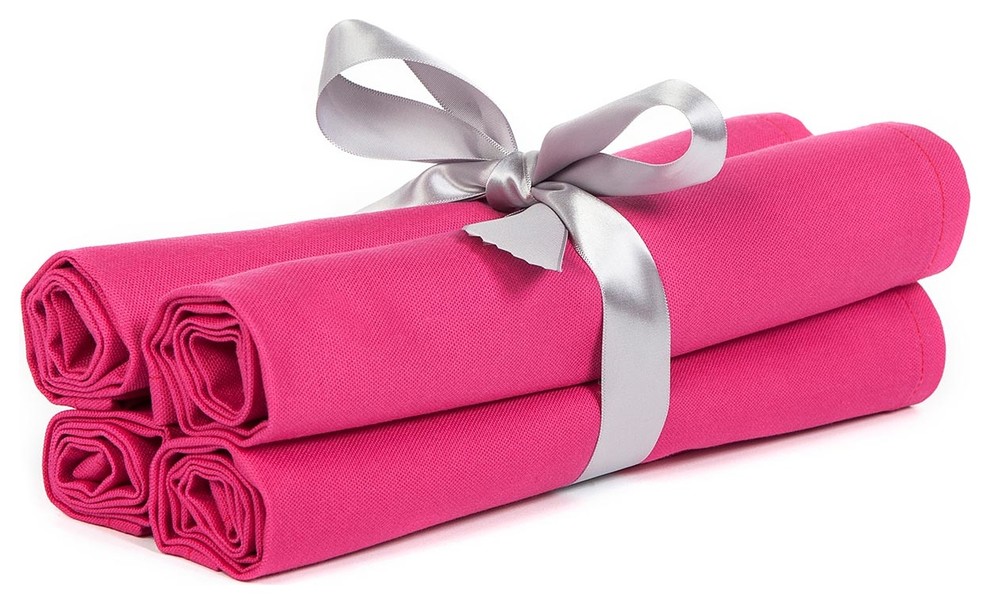 Solid Table Linen Napkins, Set of 4, Hot Pink - Contemporary - Napkins ...