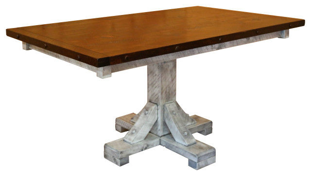 Barnwood Style Timber Peg Pedestal Dining Table, 42" X 60 ...