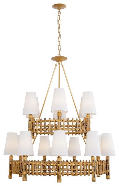 Nevis 15 Light Chandelier, French Gold - Tropical - Chandeliers - by ...