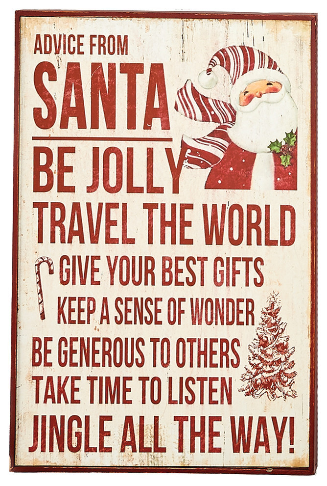 18"X12" Santa Advice Wood Sign - Contemporary - Prints And Posters - by ...