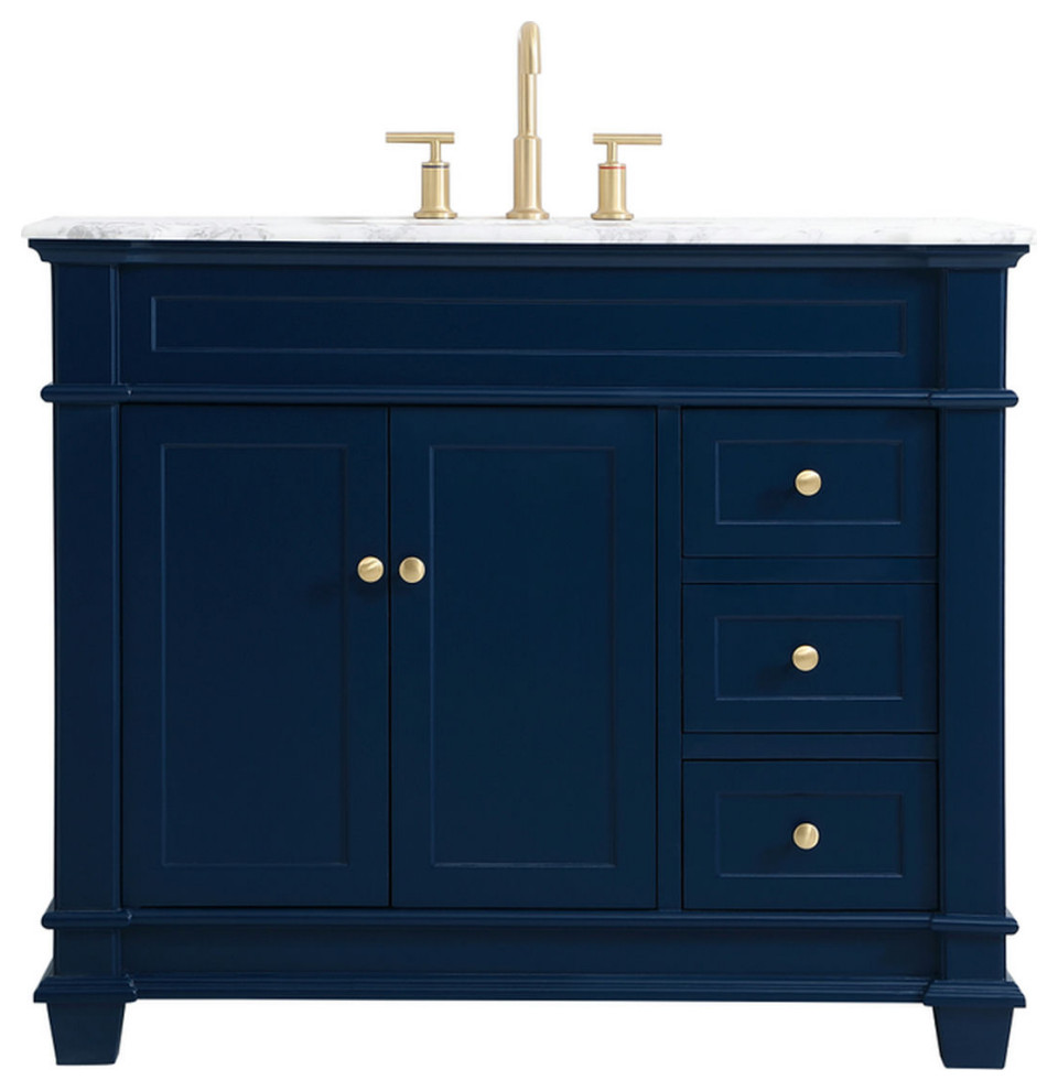 42" Single Bathroom Vanity Set, Blue, Vf50042Bl - Transitional ...