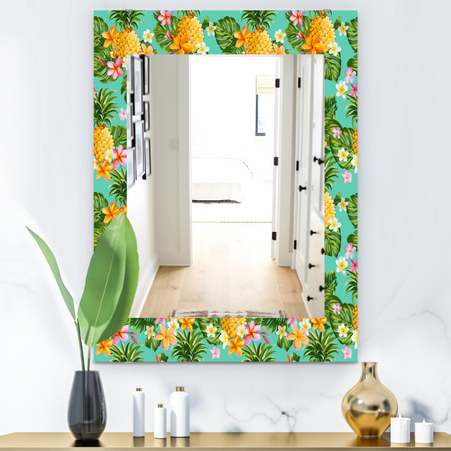 Designart Tropical Mood Pineapple 5 Bohemian Eclectic Frameless Vanity ...