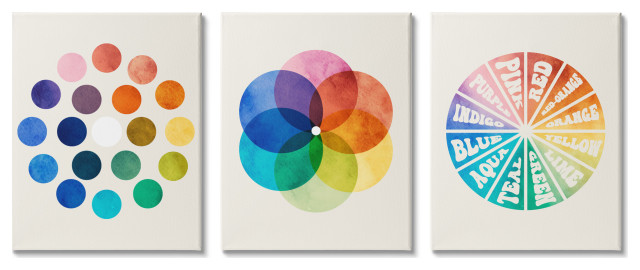 Primary Color Tones Blended Hue Chart Wheel Diagram, 3pc, 24"x30 ...