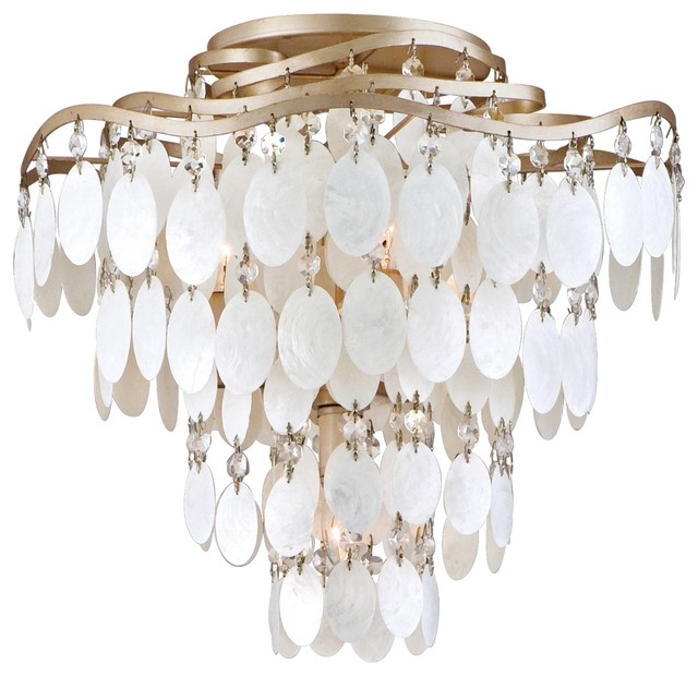 Dolce Capiz Shell 16" Wide Semiflush Ceiling Light - Contemporary ...