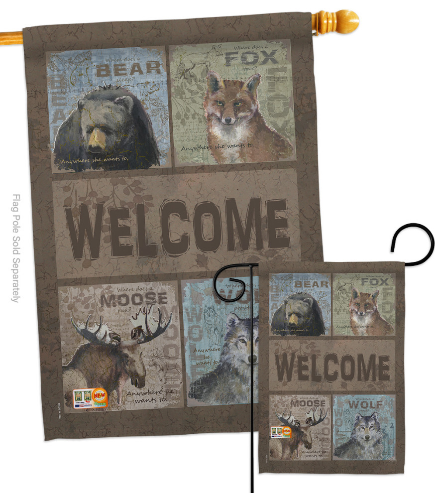 Welcome Wilderness Nature Wildlife Flags Set, 28" X 40" X 0.1" - Modern ...