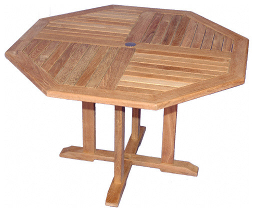 Teak Outdoor Dining Set, 48" Octagon Table and 4 Aquinah Chairs With ...