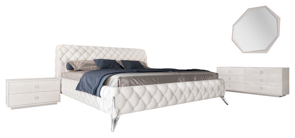 Modrest Legend Modern White Bedroom Set, Queen - Contemporary - Bedroom ...