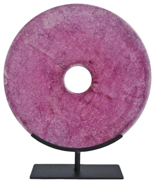Consigned Purple Jade Disk on Stand - Contemporary - Decorative Objects ...