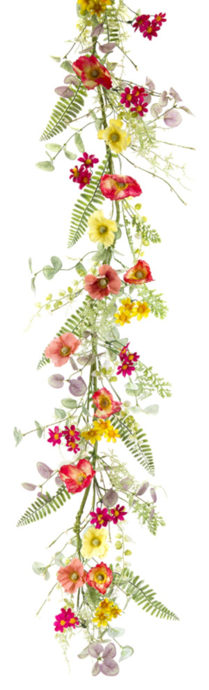Poppy Garland (Set of 2) 5'L Polyester/Plastic - Wreaths And Garlands ...