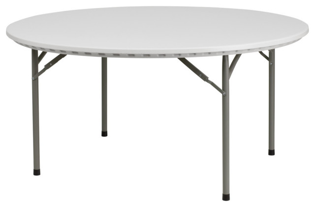 60" Round Granite White Plastic Folding Table, 60" - Contemporary ...
