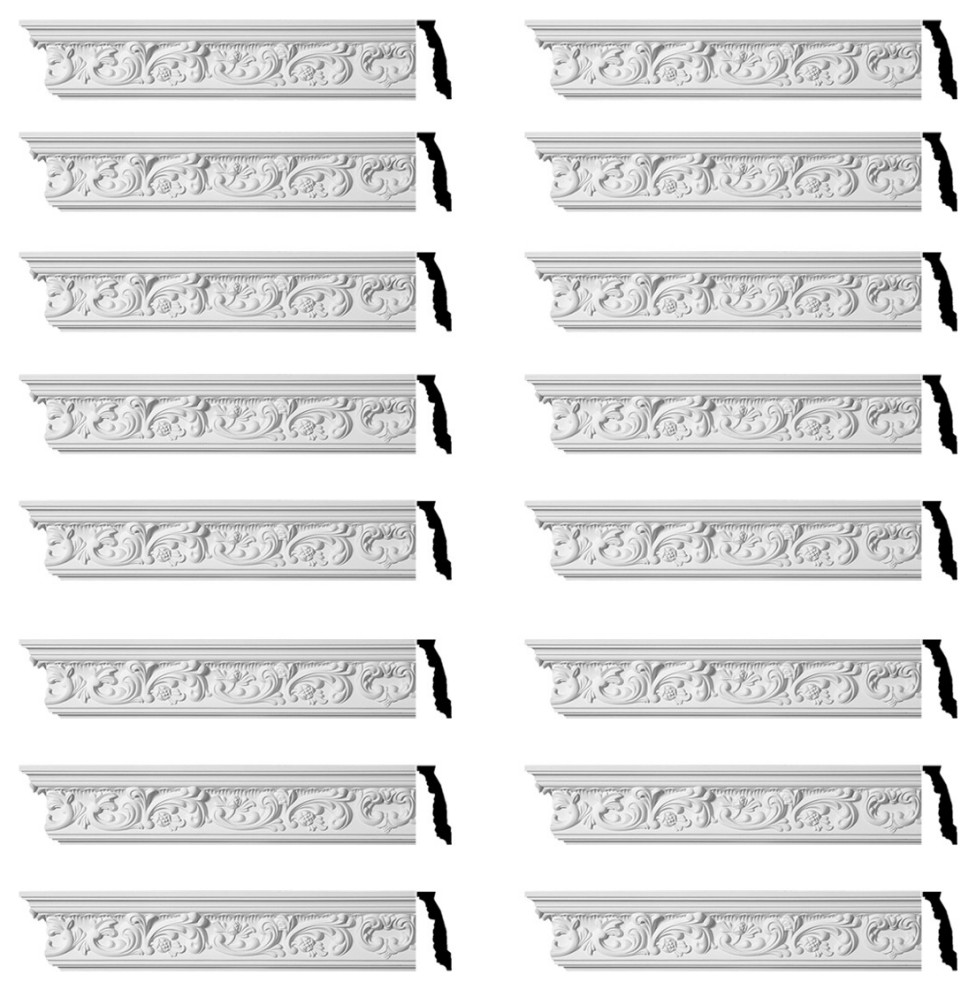 Ornate Cornice White Urethane Cannes Design 16 Pieces Totaling 1504 ...