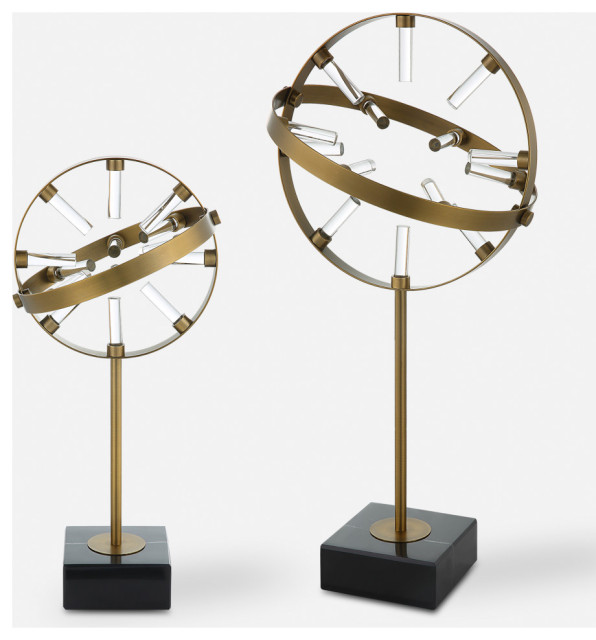 Uttermost Realm Spherical Brass Sculptures, Set of 2 - Contemporary ...