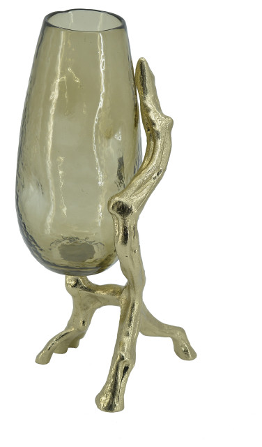 Aluminum & Glass Tree Branch Vase 9x7x18" - Contemporary - Vases - by ...