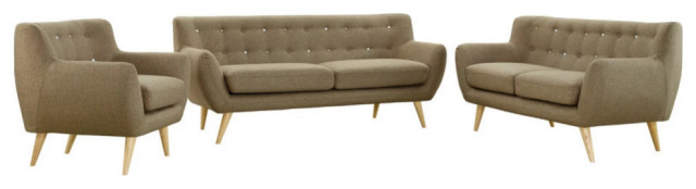 Marcy Brown 3 Piece Living Room Set - Midcentury - Living Room ...