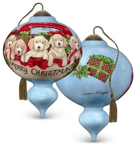 Ne'Qwa Art Puppies Galore, Hand-Painted Glass Ornament - Traditional ...