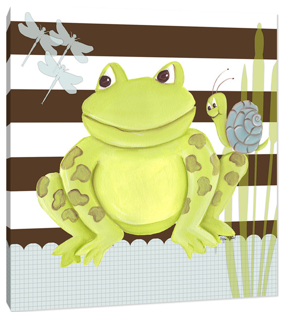 Frog on Stripes - Contemporary - Kids Wall Decor - by Doodlefish, Inc ...