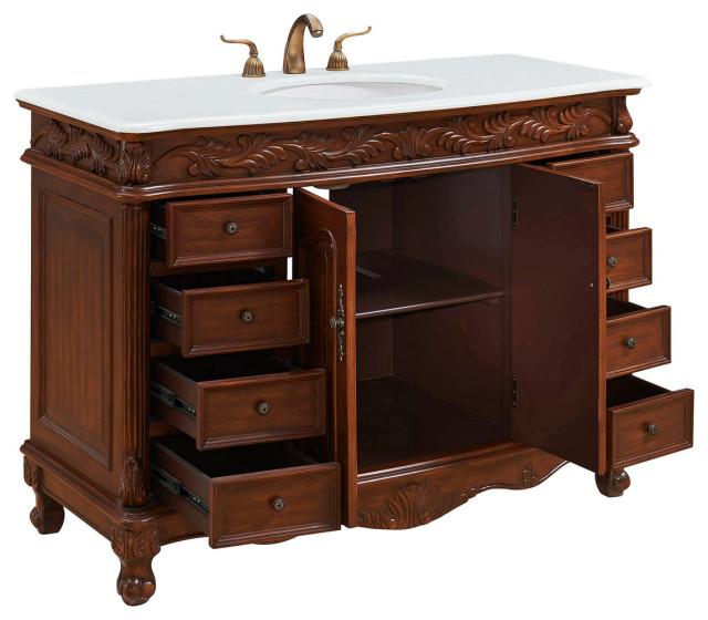 Elegant 48" Single Bathroom Vanity in Teak Color - Victorian - Bathroom ...