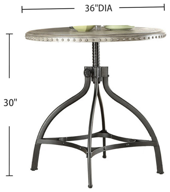 3 Piece Adjustable Counter Height Set, Gray Oak/Black Finish ...