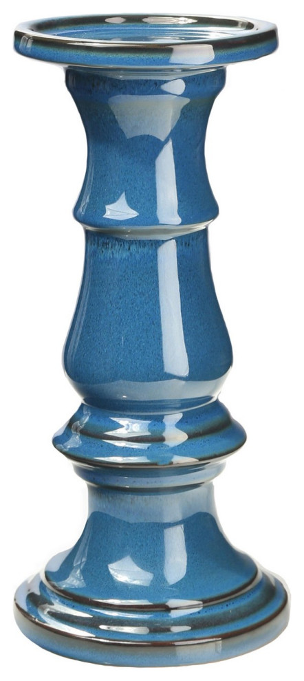 Ceramic Pillar Candle Holder with Pedestal Design, Set of 2, Small ...