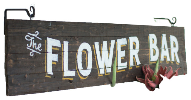 Wooden Flower Bar Sign - Contemporary - Novelty Signs - by First of a ...