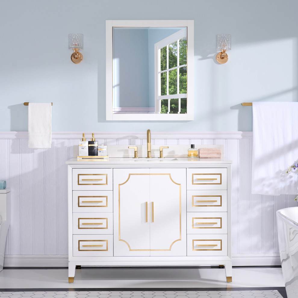 Melody Freestanding Bath Vanity Set, Quartz Top - Contemporary ...