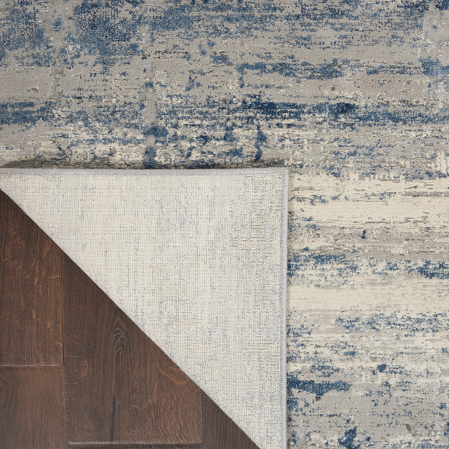 Nourison Home 3'11"x5'11" Rustic Textures RUS10 Blue & Gray Abstract ...