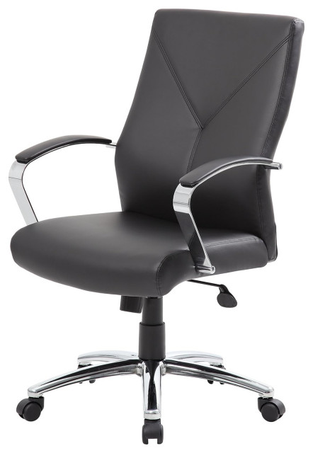 Executive Office Chair, Chrome Base, Faux Leather Upholstery ...