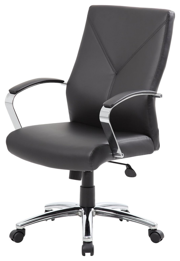 Executive Office Chair, Chrome Base, Faux Leather Upholstery ...