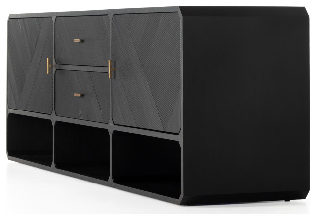 Caspian Media Console, Black Ash - Transitional - Entertainment Centers ...
