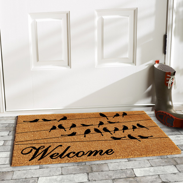 Black Bird Welcome Doormat, 24x36 - Contemporary - Doormats - by Home ...