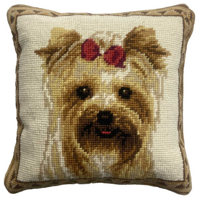 Needlepoint Hand-Embroidered Wool Throw PillowHP2003510x10 ...