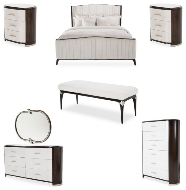 AICO Furniture Paris Chic 7 Piece King Bedroom Set - Transitional ...
