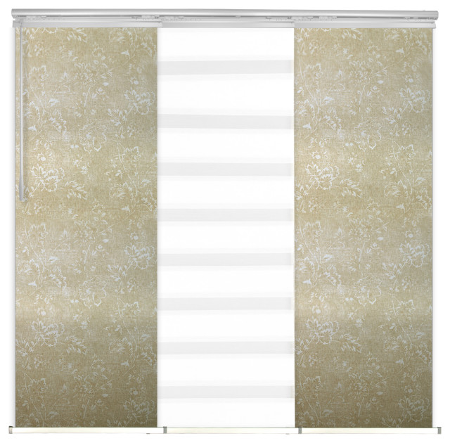 Blanched White-Sage 3-Panel Track Extendable Vertical Blinds 36-66"x94 ...