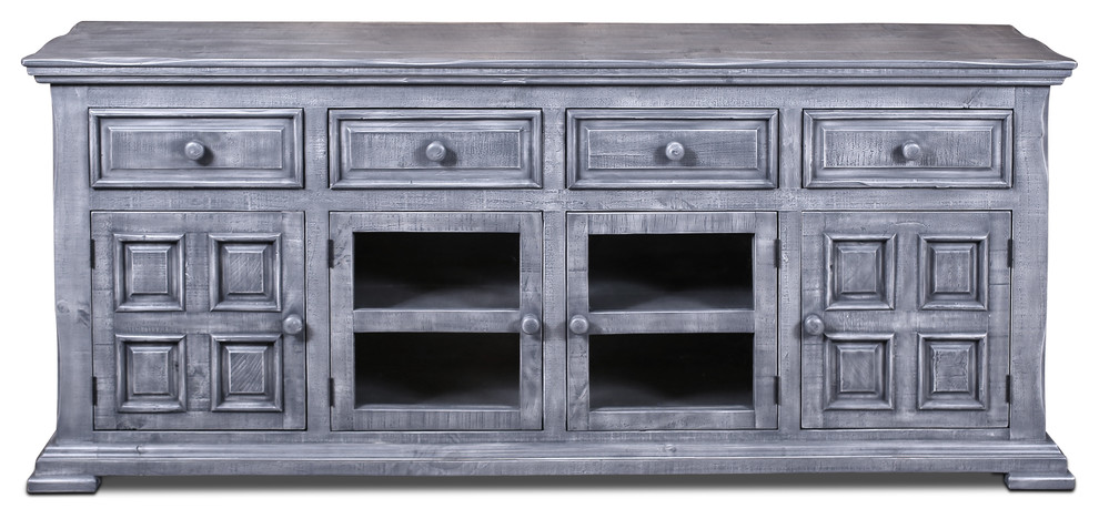 Rustic Solid Wood 73" Gray TV Stand, Sideboard Console - Farmhouse ...