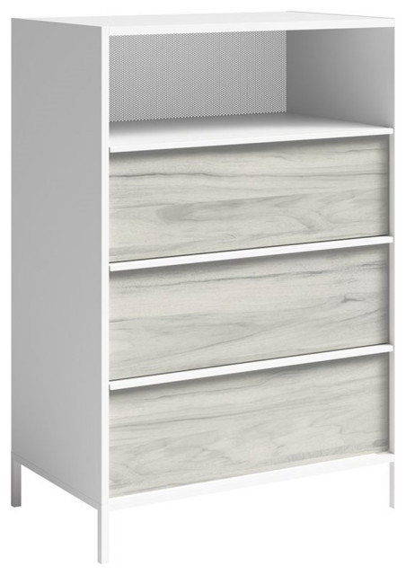 Pemberly Row 3 Drawers Modern Engineered Wood Chest in White ...