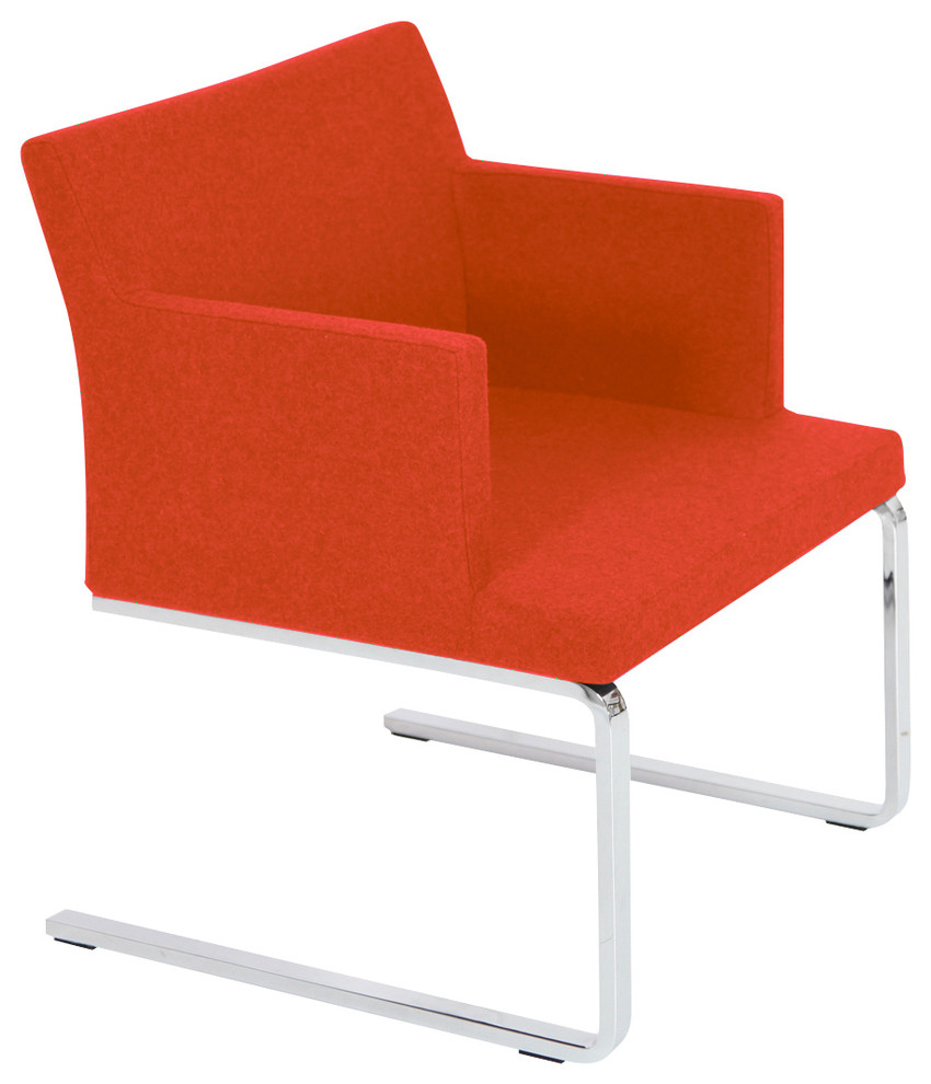Soho Flat Lounge Chair, Chrome Plated Solid Steel Base, Amber Camira ...
