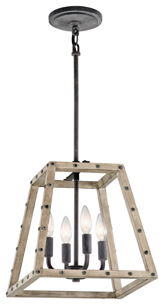 Basford 4 Light Distressed Antique Gray Indoor Lantern Pendant ...