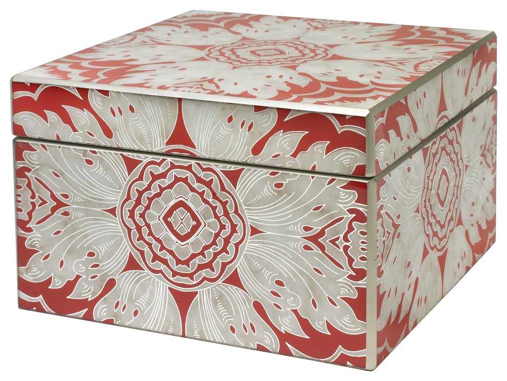 Reverse Painted Mirror Box, Medium, Tomato - Contemporary - Jewelry ...
