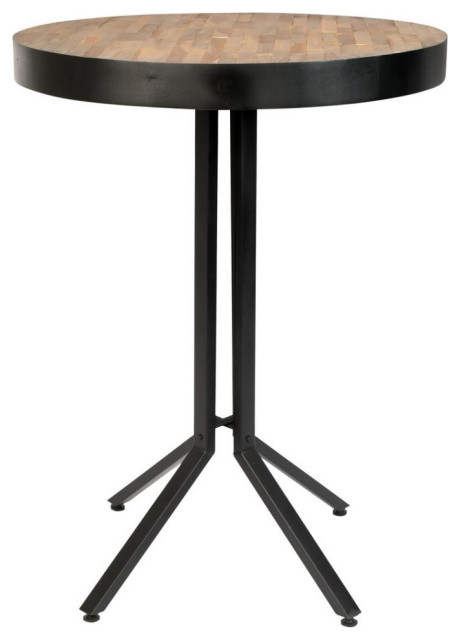 Round Reclaimed Teak Bar Table, DF Maze - Industrial - Indoor Pub And ...